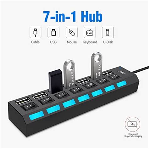 Usb Port Hub With On Off Switchusb Plug In Port Hub Converter With Blue Port Switch