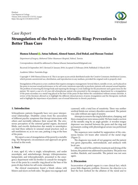 Pdf Strangulation Of The Penis By A Metallic Ring Prevention Is