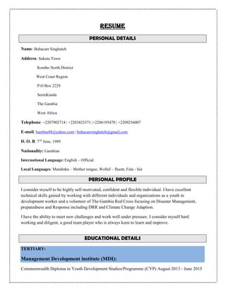 Resume Bubacarr Singhateh PDF