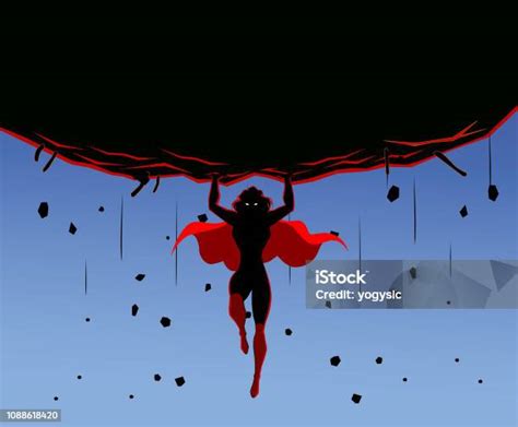 벡터 여성 슈퍼 히어로 큰 바위 실루엣 리프트 슈퍼히어로에 대한 스톡 벡터 아트 및 기타 이미지 슈퍼히어로 집어들기 바위 Istock