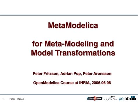 ppt metamodelica for meta modeling and model transformations