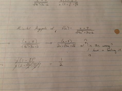 Horizontal Asymptote With Square Rooted Denominator Help R Calculus