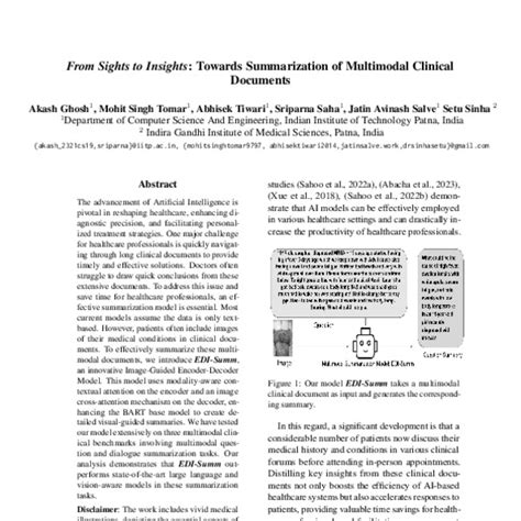 From Sights To Insights Towards Summarization Of Multimodal Clinical