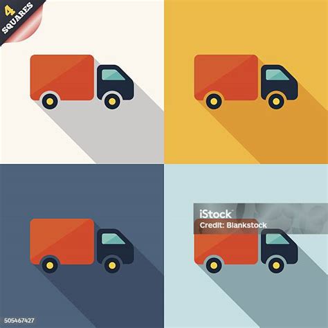 Ikon Tanda Truk Pengiriman Simbol Van Kargo Ilustrasi Stok Unduh