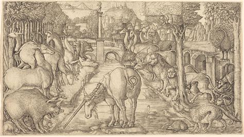 The Unicorn Purifies The Water With Its Horn Drawing By Jean Duvet