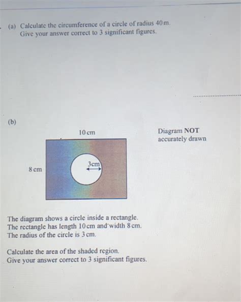 Solved A Calculate The Circumference Of A Circle Of Radius M Give Your Answer Correct To