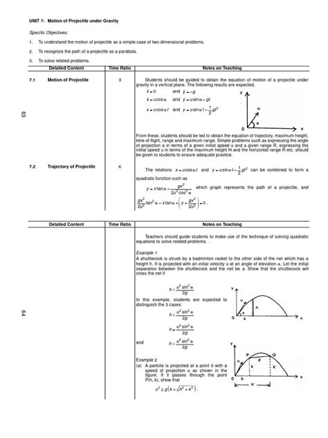 Unit 17 Motion Of A Projectile Under Gravity Download Free Pdf