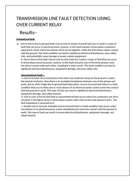 Transmission Line Fault Detection Using Over Current Relay 2025 A Pdf