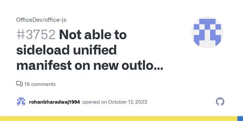 Not Able To Sideload Unified Manifest On New Outlook For Outlook
