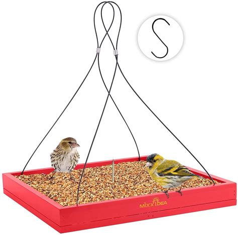 Outdoor Wooden Hummingbird Feeder Seed Hanging Tray Garden Yard Decor