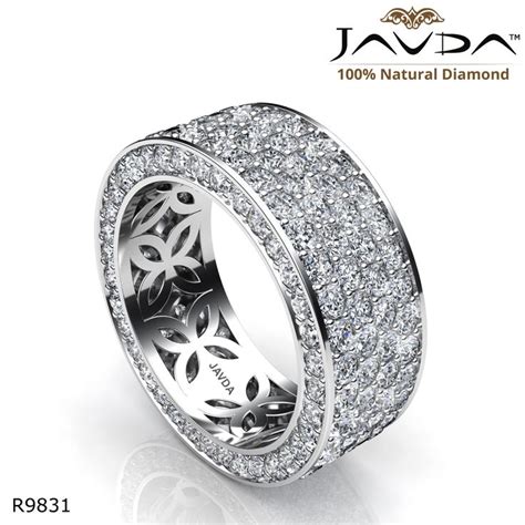 4 Row Pave Eternity Round Diamond Ring Womens Wedding Band 14k White Gold Ladies Diamond Rings
