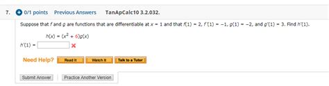 Solved 7 0 1 Points Previous Answers TanApCalc 10 Chegg
