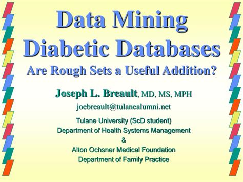 ppt data mining diabetic databases are rough sets a useful addition