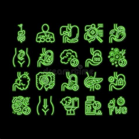 Digestion Disease And Treatment Neon Glow Icon Illustration Stock