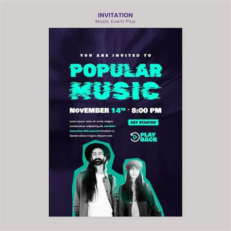 음악 이벤트 초대장 템플릿 무료 Psd 파일
