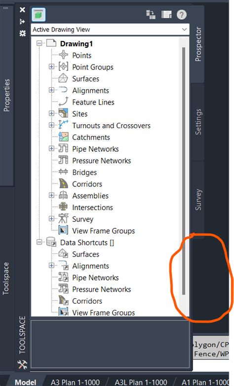 Missing Toolspace Rcivil3d
