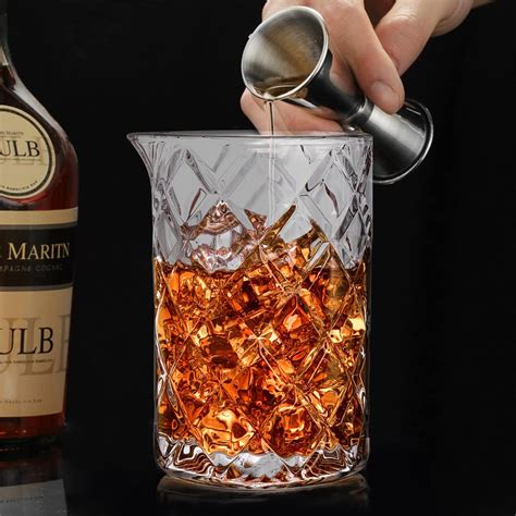 2 Pack Crystal Cocktail Mixing Glass 22oz Thick Bottom Seamless Bar