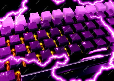 Premium Psd Keyboard Buttons Mock Up With Neon Electricity Bolt