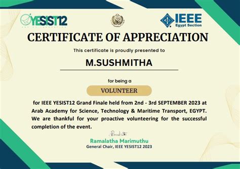 Sushmitha M On Linkedin Ieee Volunteering Yesist