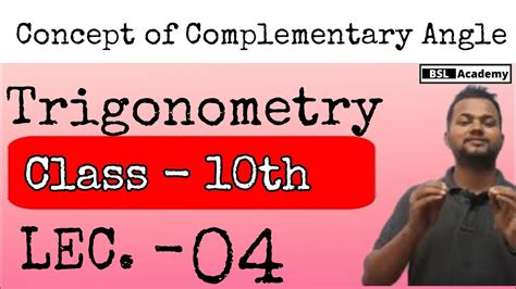 Concept Of Complementary Angle Class 10th Trigonometry Youtube