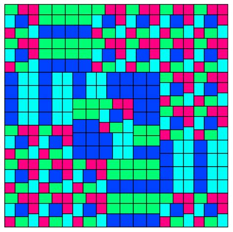a patch of a tiling with four prototiles and infinite local complexity