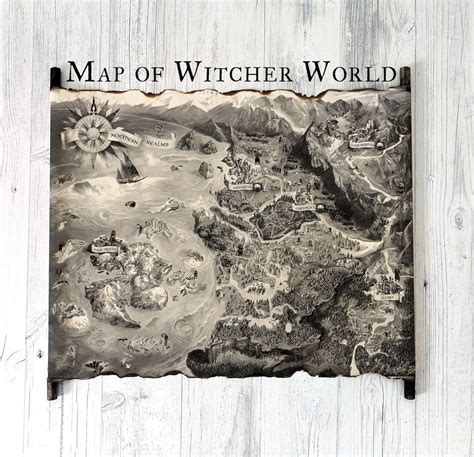 Map Of Witcher World The Continent Map On Handmade Scroll Map Of