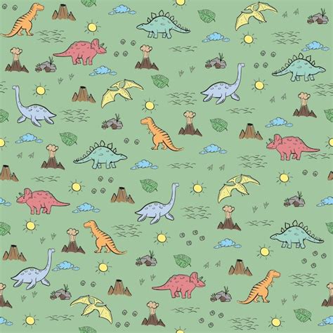Premium Vector Dinosaurs Seamless Pattern Funny Cartoon Dino