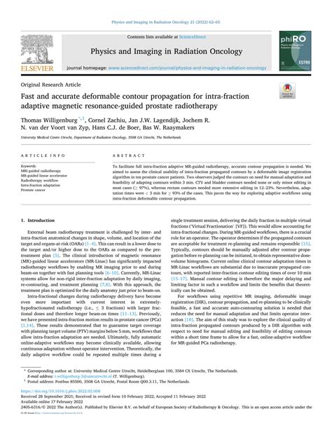 Pdf Fast And Accurate Deformable Contour Propagation For Intra Fraction Adaptive Magnetic