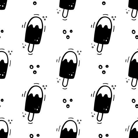 Hand Drawn Ice Cream Seamless Pattern Fast Food Illustration In Doodle