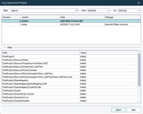 Viewing Revision History Changelog TestComplete Documentation