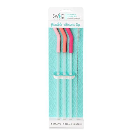 Blushcoralhot Pink Reusable Straw Set Mega Mugs Swig Life