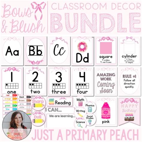 Classroom Decor Bundle Bows And Blush Soft Pink Tones Dainty Bow Accents
