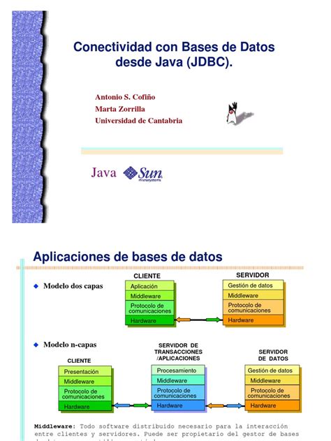 Conectividad Bd A Jdbc Pdf Middleware Protocolos De Comunicaciones