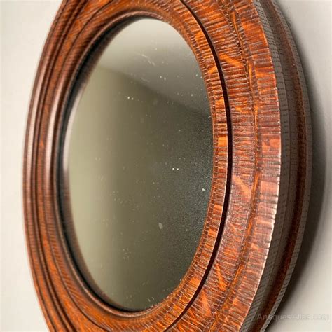 Antiques Atlas Small Edwardian Convex Oak Mirror