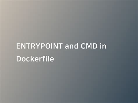 Entrypoint And Cmd In Dockerfile 코드너리