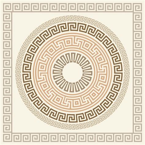 그리스 키 패턴 사각형 및 원형 프레임 컬렉션 장식 고대 사행 프리미엄 벡터