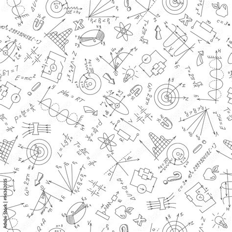 Seamless Pattern With Formulasgraphs And Equipment As The Subject Of
