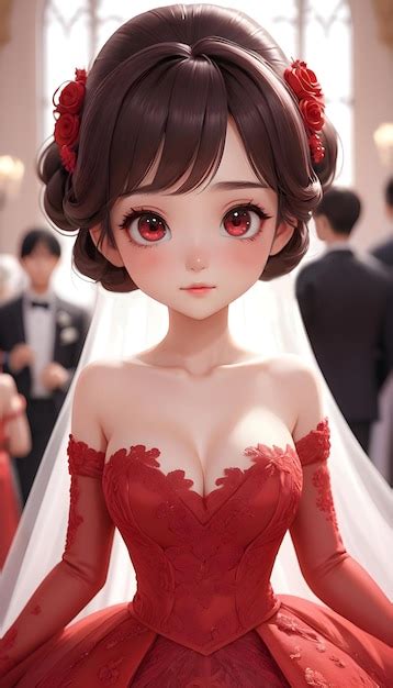 Premium Photo Cartoon Illustration Of Beautiful Girl Wearing Red
