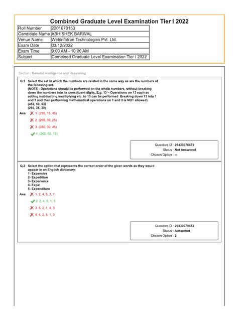 Ssc Answer Key Pdf