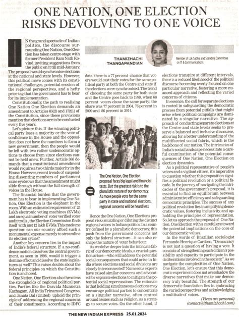 Thamizhachi Thangapandian On Linkedin Oped Indianexpress