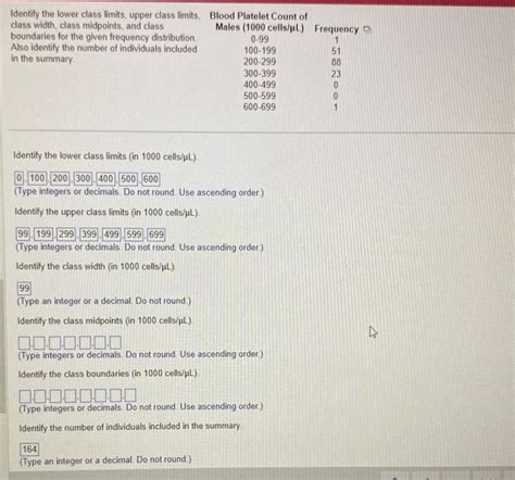 Solved Identify The Lower Class Limits Upper Class Limits