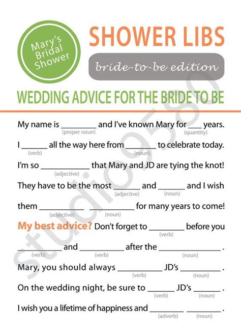 Free Printable Bridal Shower Games Mad Libs Educational Printable