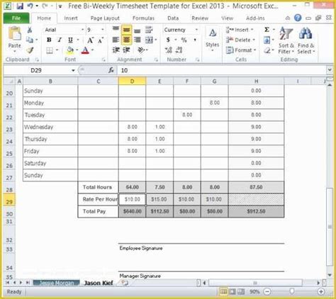 Free Printable Bi Weekly Timesheet Template Of Free Bi Weekly Timesheet Template For Excel
