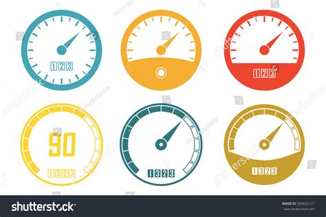 Speedometer Gauge Icons Set Isolated On Stock Vector Royalty Free