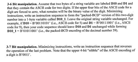 Solved Text 3 6 Bit Manipulation Assume That Two Bytes Of A String Variable Are Labeled D10