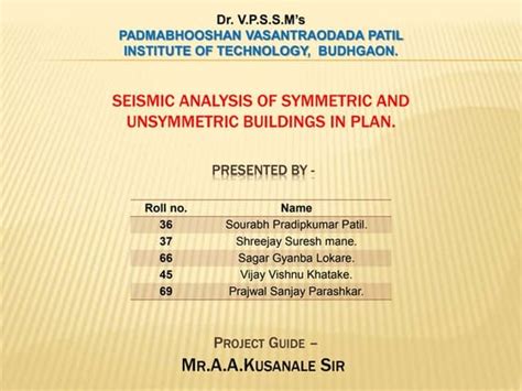Seismic Analysis Of Regular And Irregular Rcc Frame Structures Ppt