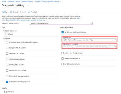 設定診斷設定並監視 Azure 操作員連接點網路網狀架構中的組態差異 Operator Nexus Microsoft Learn
