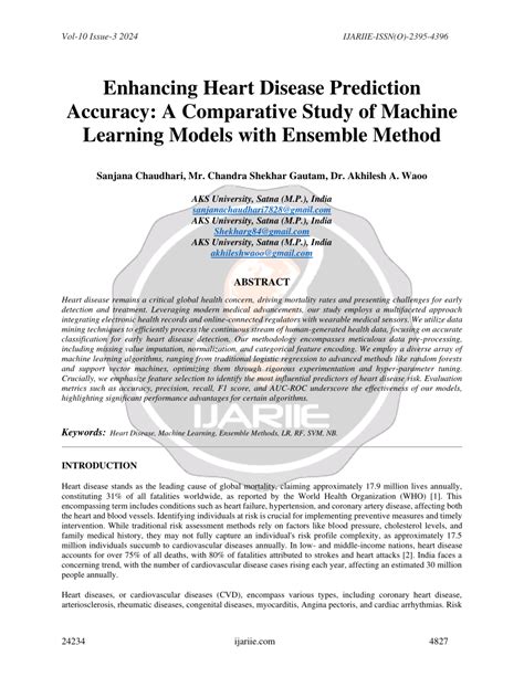 PDF Enhancing Heart Disease Prediction Accuracy A Comparative Study