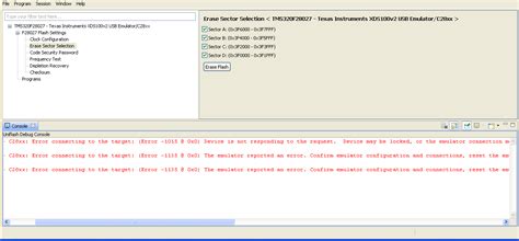 C28xx Error Connecting To The Target Error 1135 0x0 C2000