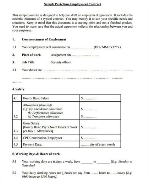 Part Time Contract Template The Hidden Agenda Of Part Time Contract